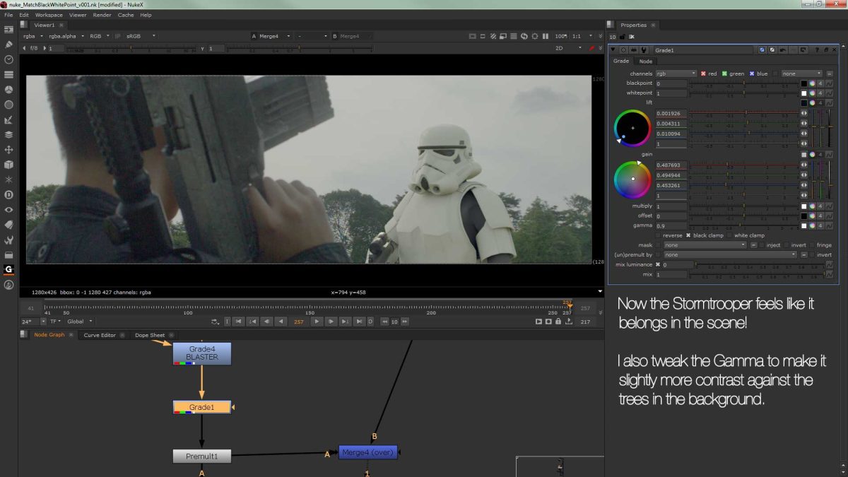 Nuke Tips - Matching Colour with Grade Node - taukeke